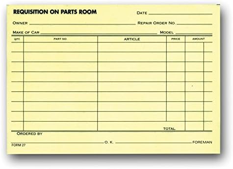 Amazon.com : Parts Requisition Forms - Small : Office Products