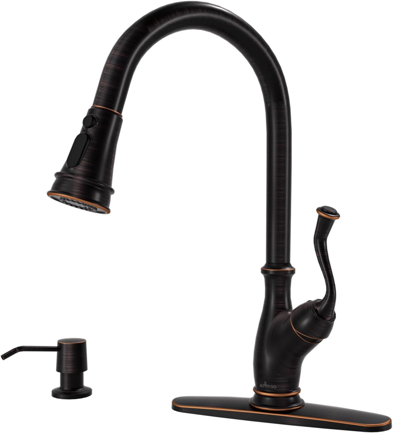 APPASO Oil Rubbed Bronze Kitchen Faucet with Soap Dispenser, Stainless ...