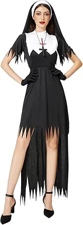 Amazon.com: Midevil/Renaissance Costume Women Halloween Cos Costume Nun ...