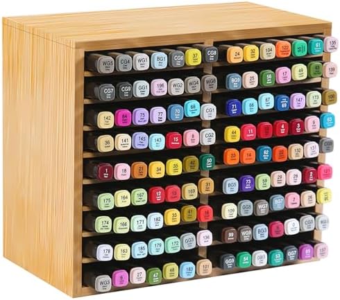 Amazon.com : walowalo Marker Organizer, Hold 176 Markers, Bamboo Marker ...