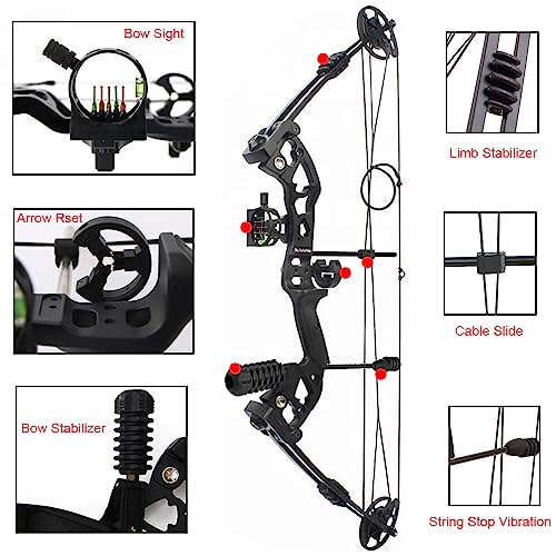 Archery Compound Bow Kit 30-55lbs Adjustable Adult Hunting Compound Bow ...