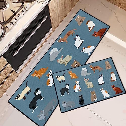 Amazon.com: Tayney Cute Cat Kitchen Rugs and Mats Non Skid Washable Set ...