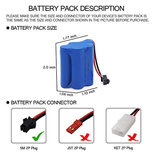 Gecoty Lot De 2 Piles Ni Cd Aa Rechargeables 6 V 1400 Mah Avec Prise Sm