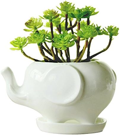 Amazon.com : Kipokalor Set of 2 Cute Elephant Flower Pot,Modern White ...