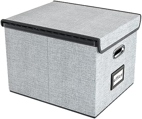 Portable File Organizer Box with Lids RUIFUNETEK Collapsible Linen ...
