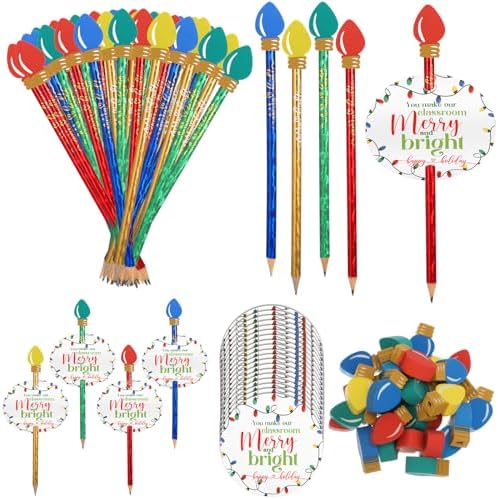 Amazon.com : Geyoga Pencils Erasers Set Gifts with Bulb Eraser Toppers ...