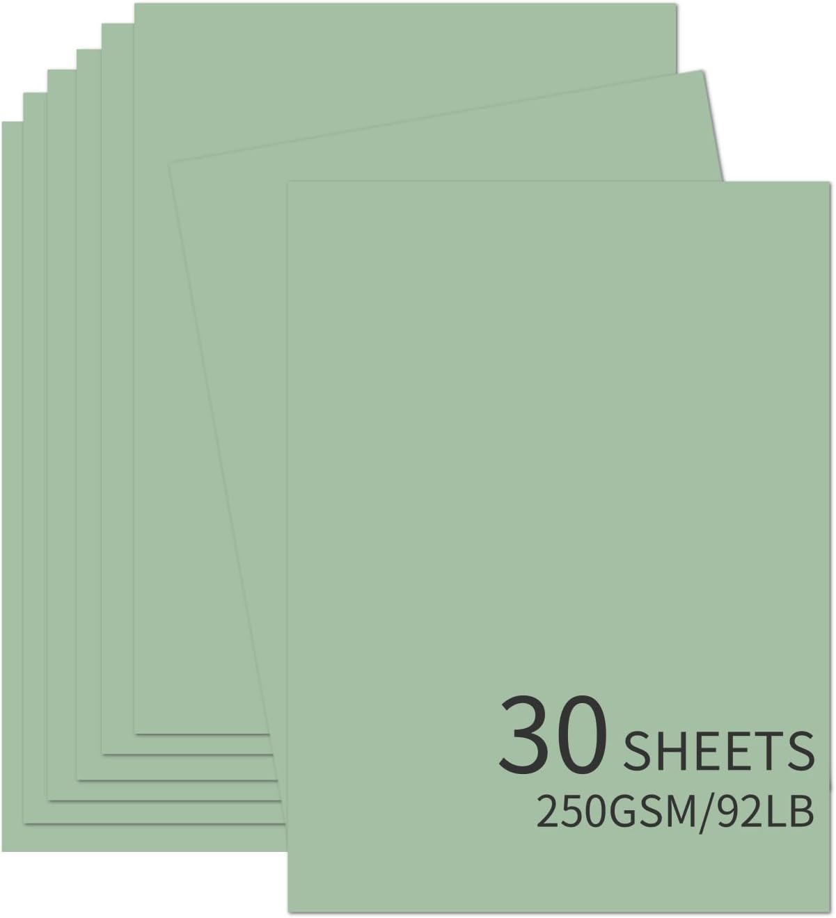 Amazon.com : 30 Sheets Sage Green Cardstock 8.5'' x 11'', 250gsm/92lb ...