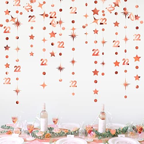 Amazon.com: Rose Gold 22nd Birthday Decorations Number 22 Circle Dot ...
