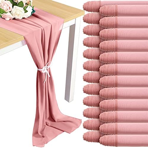 Amazon.com: Newwiee 12 Pcs Chiffon Table Runner Romantic Wedding Table ...