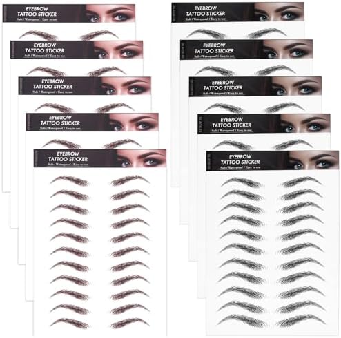 Amazon.com : Gjinxi 110 Pairs Eyebrow Tattoos Waterproof, Hair-Like ...