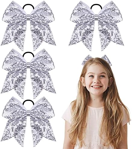 Silver Sequin Cheer Bows