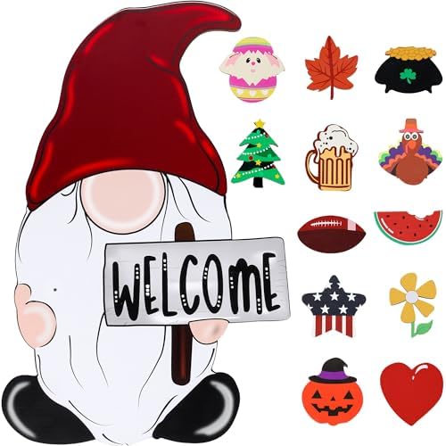 Amazon.com: Purpeak Interchangeable Gnomes Wooden Sign 4th of July ...