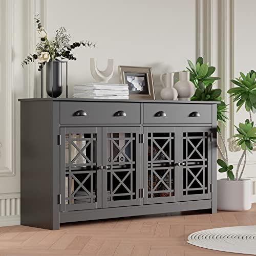Amazon.com - LIVILAND 63" Coastal Wood Kitchen Accent Buffet Sideboard ...