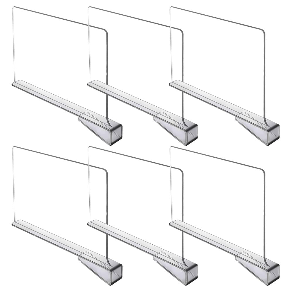 6 pcs Clear Acrylic Shelf Dividers Divider Separators for Closets ...