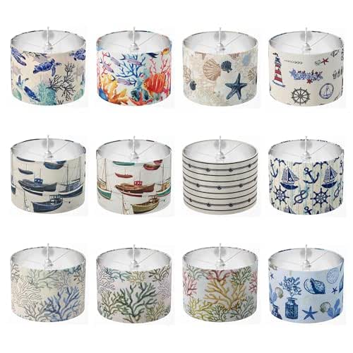 Nautical Lampshade, Ocean Lamp Shade, Coastal Light Shade, Blue and ...
