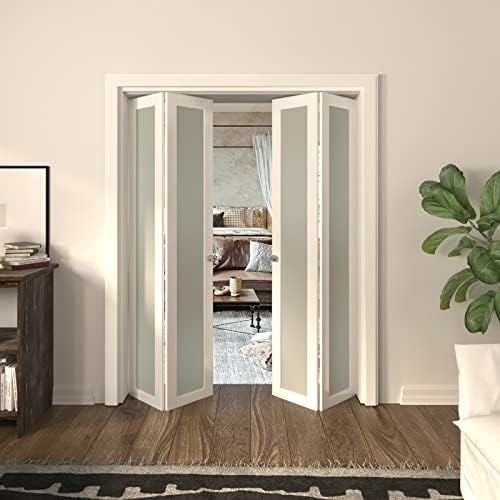 BARNER HOME Closet Doors, Double Frosted Glass Panel Bi-Fold Doors ...