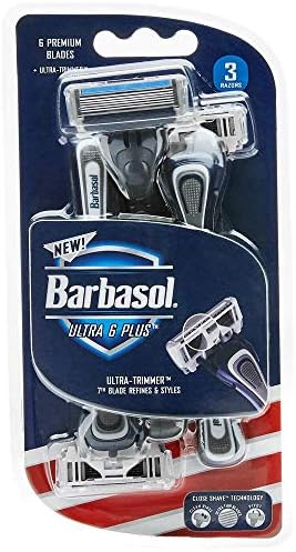 Amazon.com: Barbasol Premium Disposable Ultra 6 Razor, 3 Count, (Pack ...