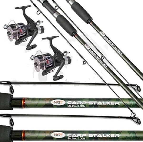2x Carp Fishing Stalker Rods & Reels Set Up With Tackle set Ideal For ...