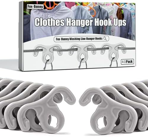 40 Pcs Washing Line Hanger Hooks, Clothes Hook Windproof Pegs, Strong ...