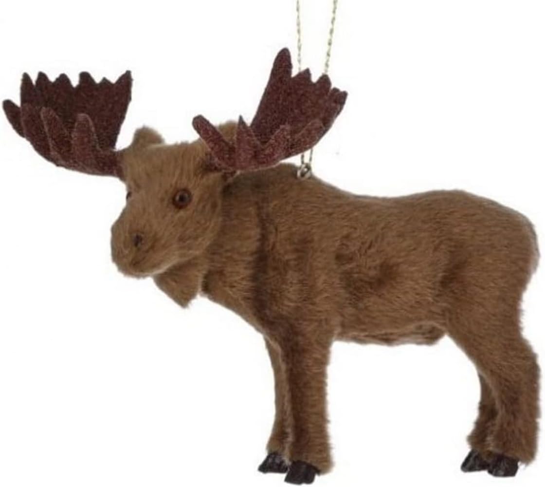 Amazon.com: The Bridge Collection Furry Moose Hanging Ornament - Brown ...