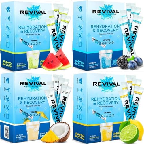 Revival Electrolytes Hydration Sachets – Variety Pack of 4 Flavours ...