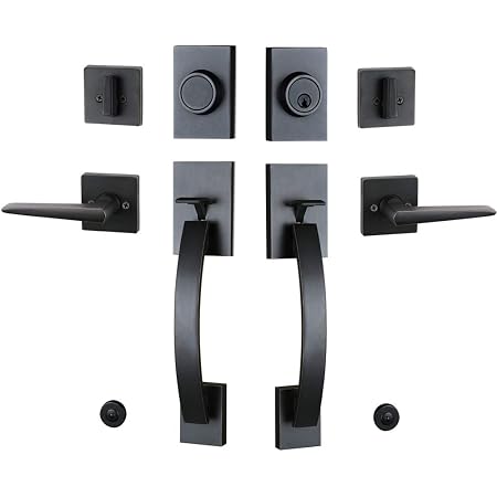 Double Door Handlset for Front Door in Matte Black (Keyed Entry Handle ...