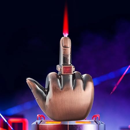 Amazon.com: Funny Prank Torch Lighter Middle Finger refillable Butane ...