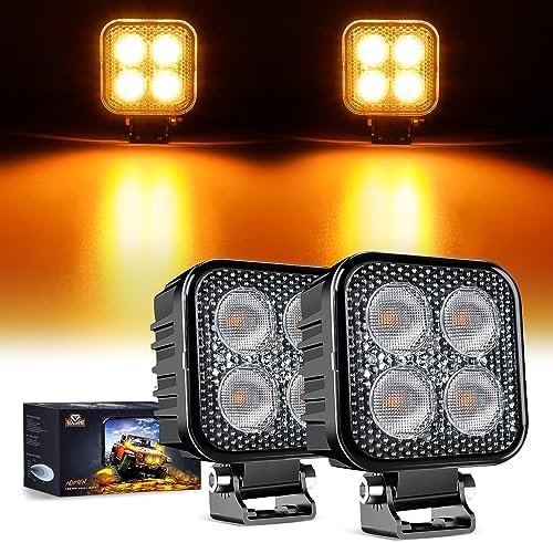 Amazon.com: Nilight 2PCS 3Inch 15W Amber LED Pods Square Built-in EMC ...