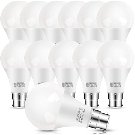 Venforze 150 Watt Bayonet Light Bulbs, 15W A60 B22 LED Bulbs Equivalent ...