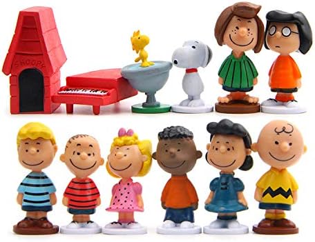MINLIN 12pcs/Pack Cut Anime Peanuts Figurine Charlie Brown and Friends ...