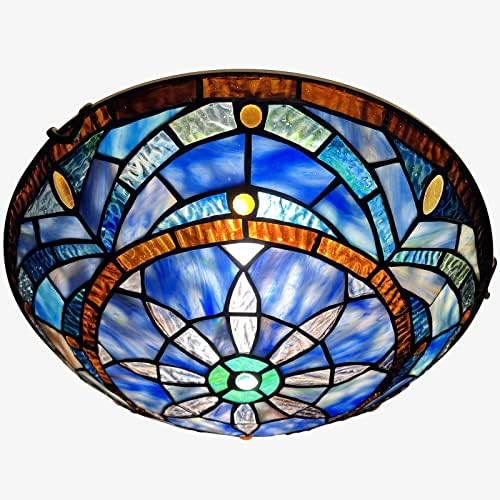 ARTZONE Tiffany Ceiling Lights, Stained Glass Ceiling Light 2-Lights 12 ...