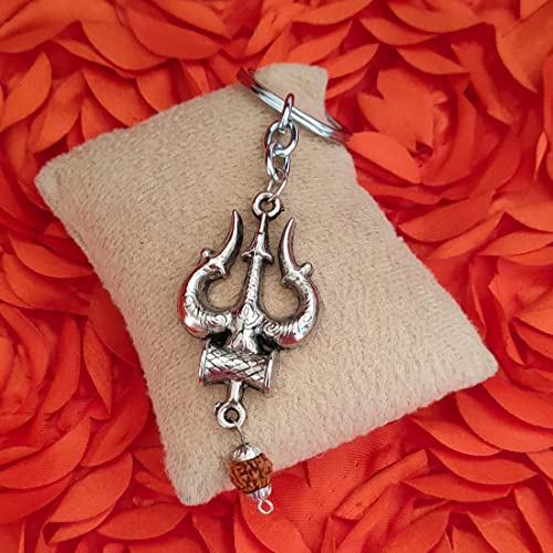 M Men Style Lord Shiva Trishul Rudraksha Bead Damru Keychain Keyring Car Bike Home Office ...