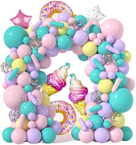 139pcs Donut Balloon Garland Arch Kit, Ice Cream Donut Sweet One Birthday Party Decorations Pink ...