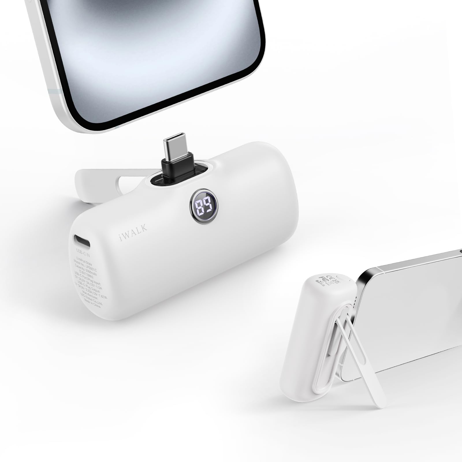 Amazon | iWALK モバイルバッテリー タイプc スタンド付き【PD 20W急速充電・5000mAh容量・USB Type C 端子 ...