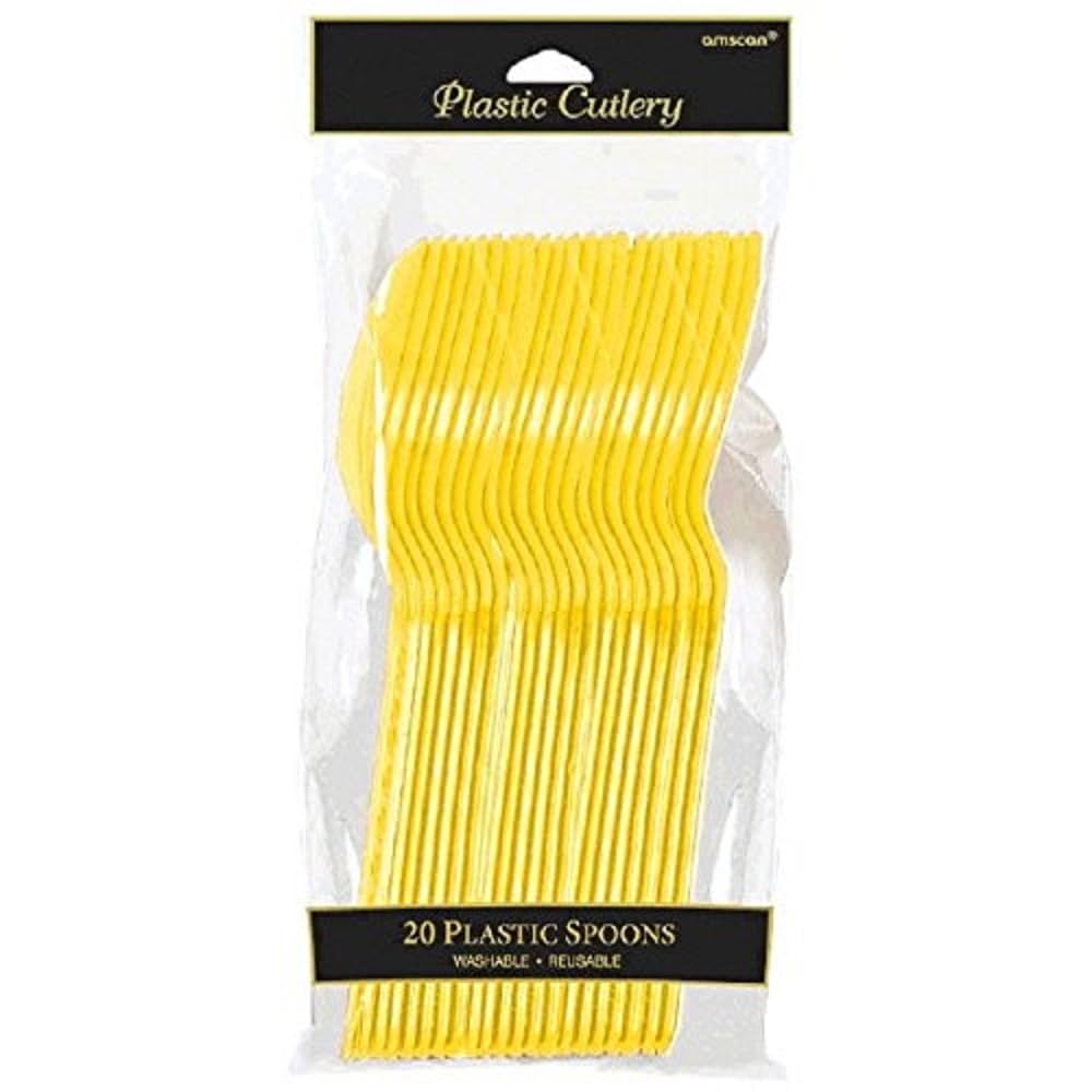 Amazon.com: Vibrant Yellow Sunshine Plastic Spoons (Pack Of 20) - Eco ...