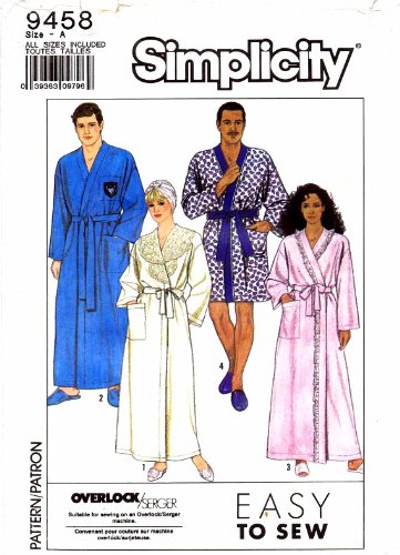 Simplicity 9458 Sewing Pattern Front Wrap Robe Bust / Chest 30 - 48 ...