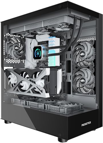 Amazon.com: MUSETEX ATX PC Case, 360MM RAD Support, 3 x 120mm Non-ARGB ...