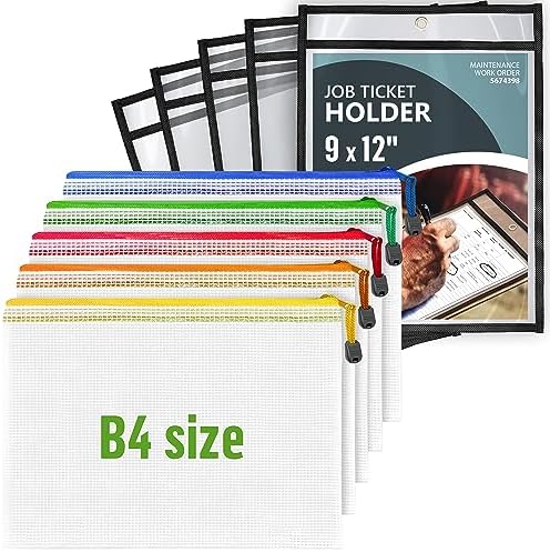 Amazon.com : 5 Large Mesh Zipper Pouch 12x15 (B4) & 5 Job Ticket ...