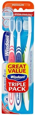 Wisdom Regular Plus Medium Toothbrushes - Triple pack : Amazon.co.uk: Health & Personal Care