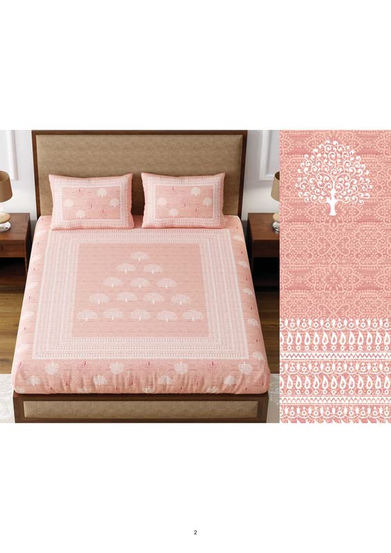 ROOP JYOTI FURNISHING 100% Pure Cotton Double Bedsheet with 2 Pillow ...