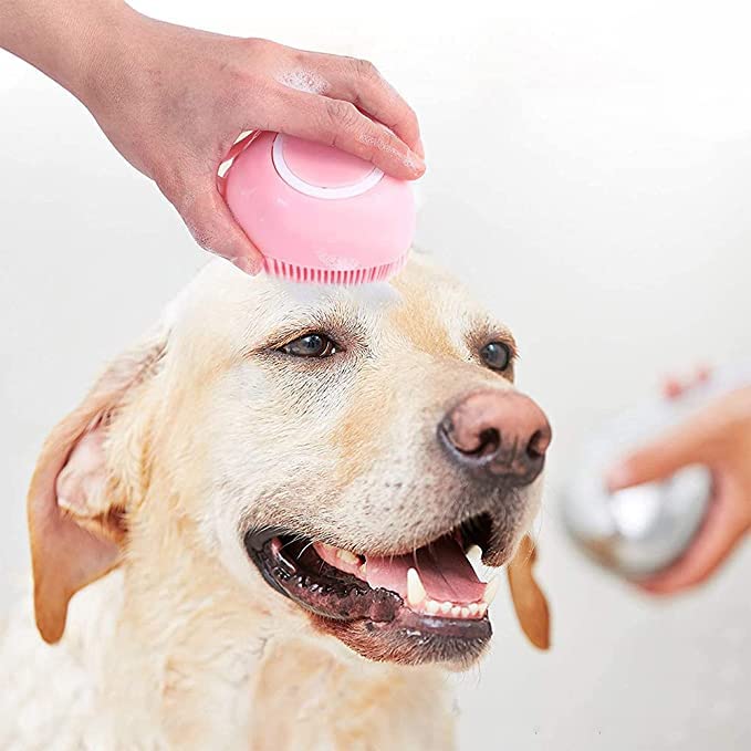 Buy Woofy Dog Bath Brush Body Scrubber Shampoo Dispenser Tick Remover ...