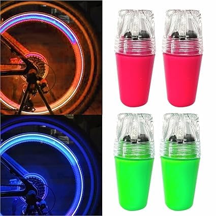 AWADH- 4 PCS Bicycle Tyre Valve Light Bike Wheel Valve Light LED ...