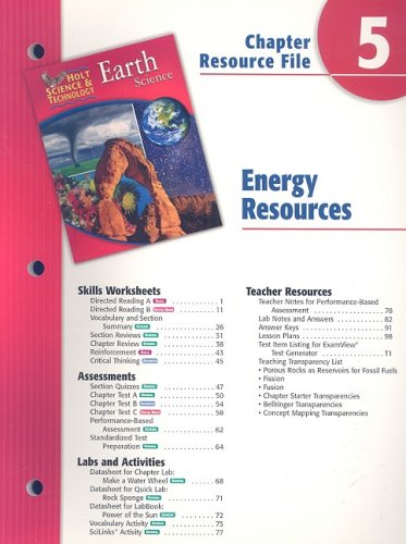 Holt Science & Technology Earth Science Chapter 5 Resource File: Energy ...