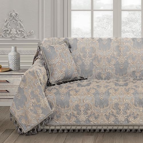 Amazon.com: Loom and Mill Luxury Sofa Covers, Classic Damask Jacquard ...