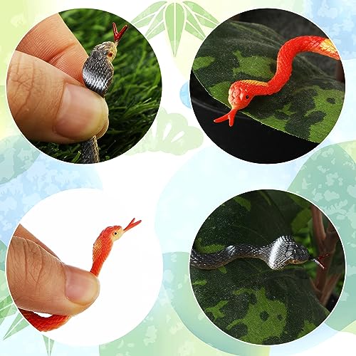 Grevosea 24 Pieces Fake Snakes, Plastic Snakes 4 Inch Rain Forest ...