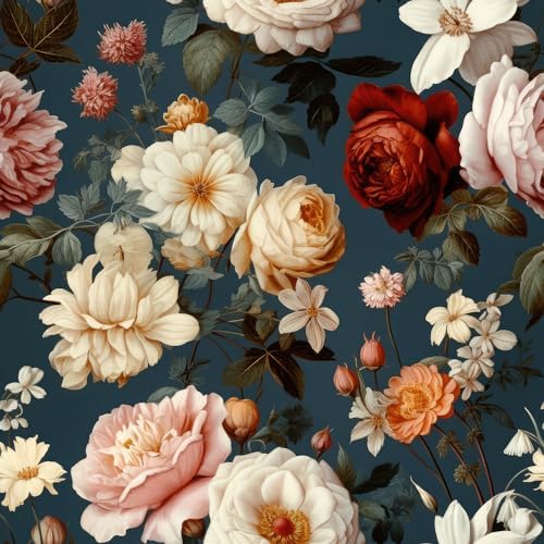 REDAMANCY Vintage Colorful Peony Flower Peel and Stick Wallpaper ...