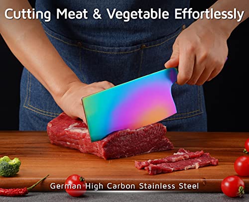 Snapklik.com : WELLSTAR Rainbow Meat Cleaver, 7 Inch Iridescent Chinese ...