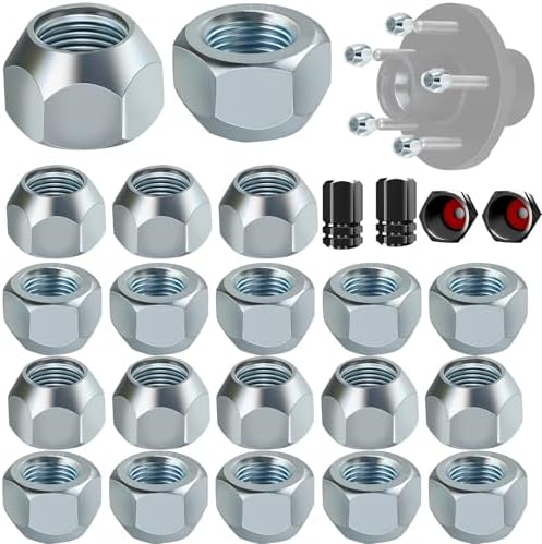 Amazon.com: 20pcs 1/2"-20 Trailer Lug Nuts with 4pcs Tire Valve Stem ...