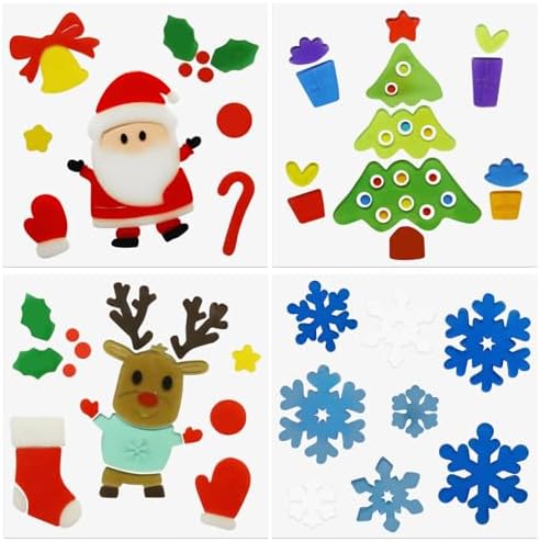 Amazon.com: Christmas Gel Window Clings - Jelly Stickers Featuring ...