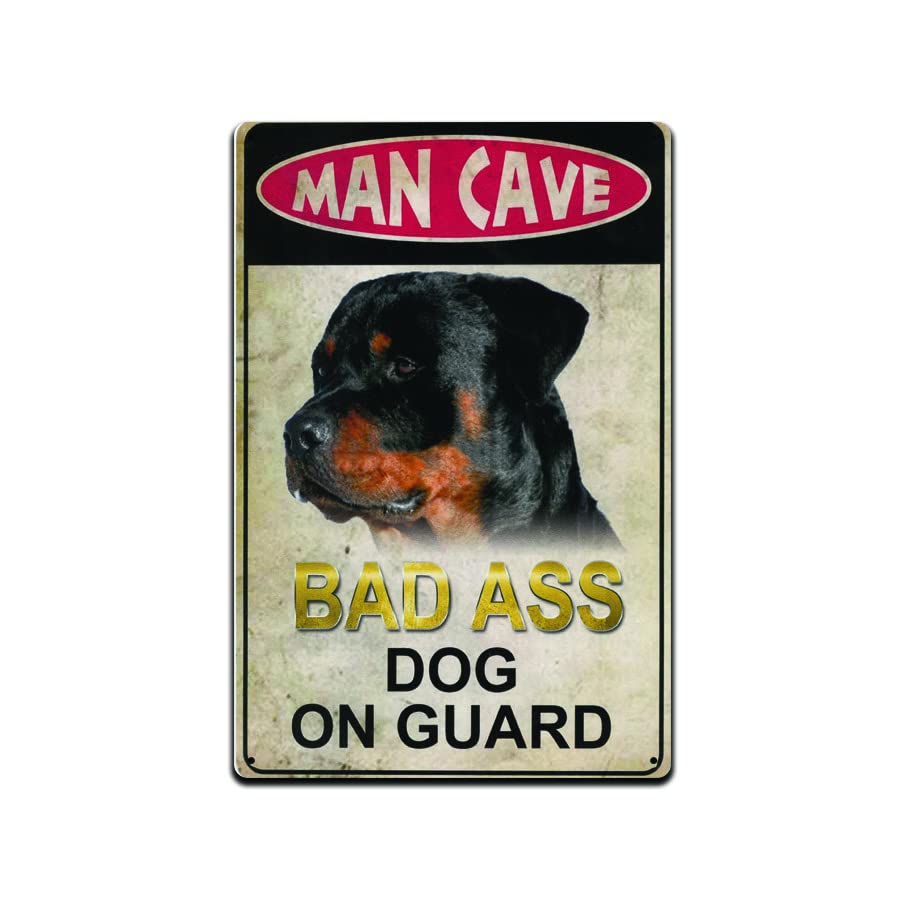 Amazon.com: Warning Bad Ass Dog On Duty Vintage Rottweiler Dog Tin Sign ...
